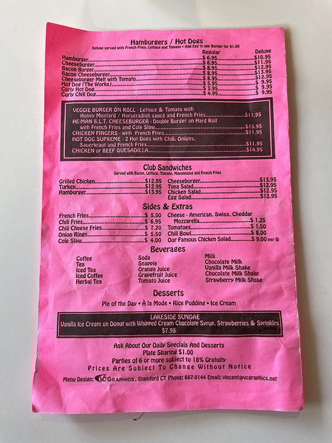 The pink menu might be the most honest food document in America &ndash; no pretentious descriptions, just straightforward diner classics that deliver.