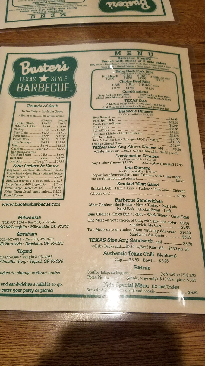 This menu isn't just a list of food&mdash;it's a roadmap to happiness. Choose your own barbecue adventure!