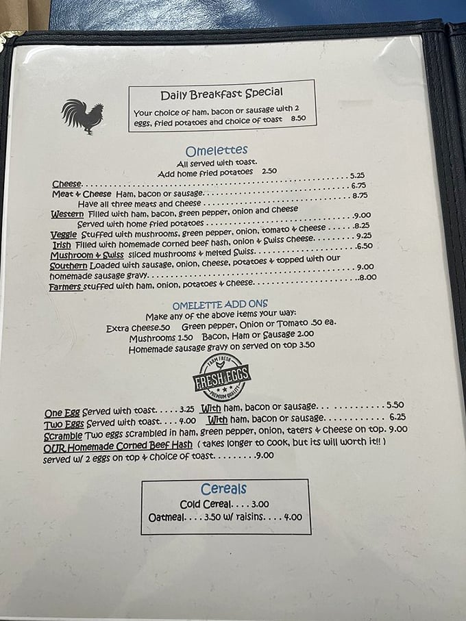 A menu that doesn't need fancy fonts or culinary buzzwords&mdash;just honest descriptions of breakfast classics that have stood the test of time.