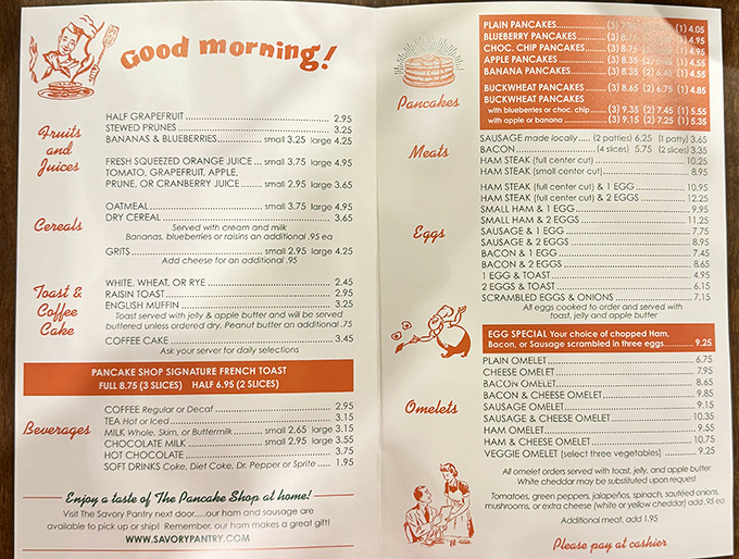 This menu isn't just a list of food—it's a treasure map to breakfast nirvana. Notice those prices? Like finding money in last year's winter coat.