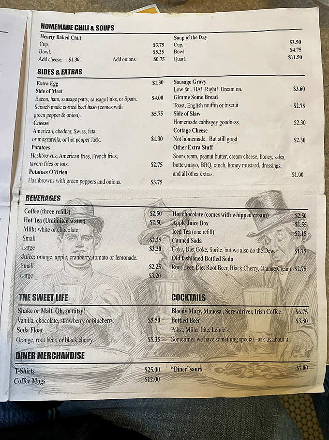 This menu isn't just a list of food&mdash;it's a roadmap to happiness. Note the "Gimme Some Bread" section, because at Frank's, even toast deserves its own spotlight.
