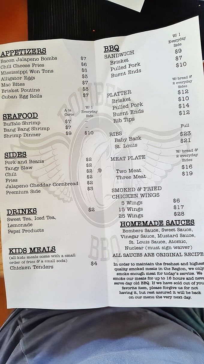 This menu isn't just a list of food&mdash;it's a roadmap to happiness. And yes, that "Nuclear" sauce waiver is both a warning and a dare.