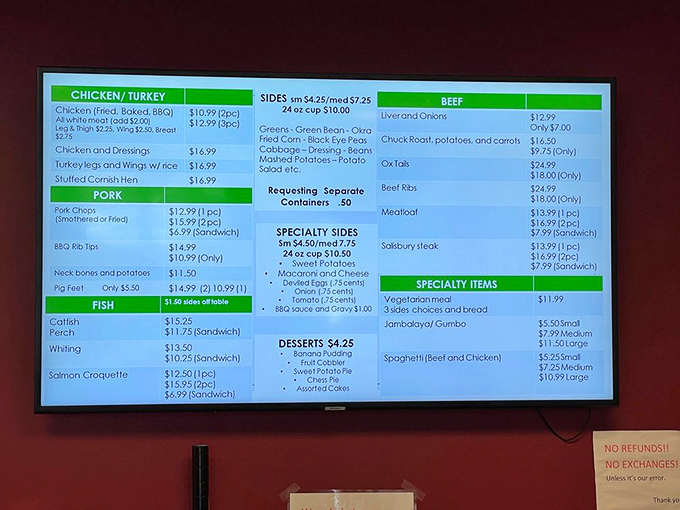 This menu board isn't just a list&mdash;it's a roadmap to happiness. Each category promises a different journey into Southern comfort.
