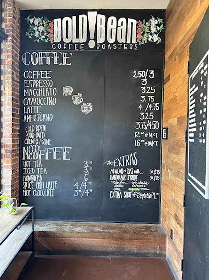 The chalkboard menu&mdash;simple, straightforward, no gimmicks&mdash;just exceptional coffee at prices that won't require a second mortgage on your house.