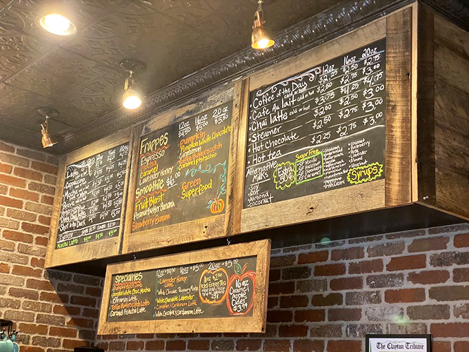 The chalkboard menu isn't just information&mdash;it's a promise of caffeinated bliss. Each carefully written item represents a potential life-changing sip waiting to happen.