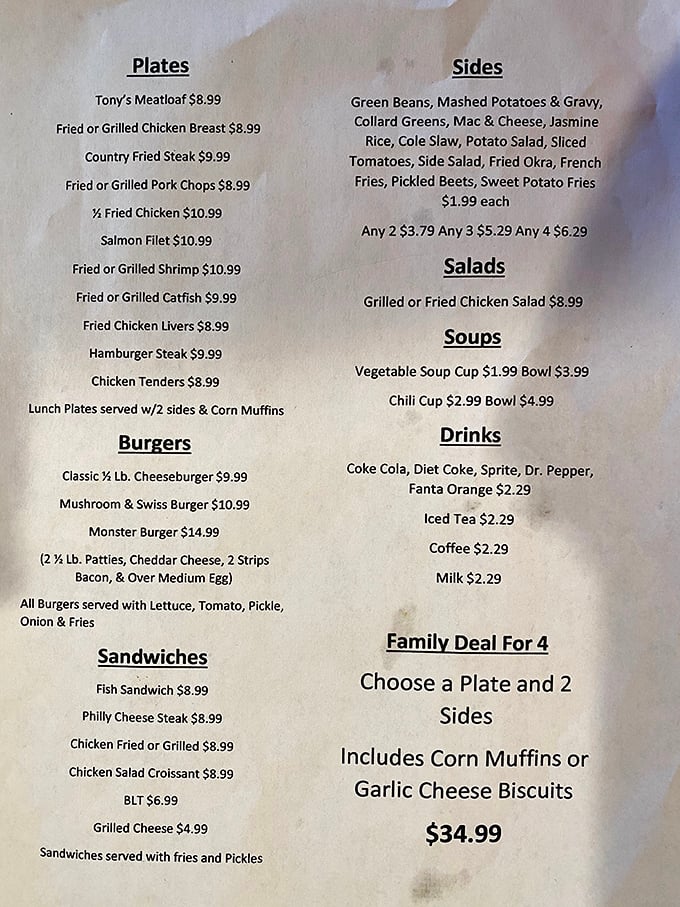 A menu that doesn't need fancy fonts or pretentious descriptions&mdash;just honest food at honest prices. The Monster Burger isn't kidding around.