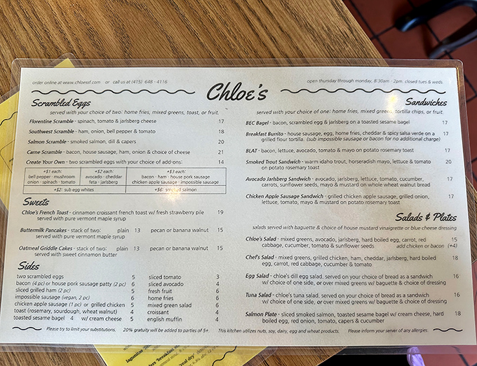 A menu that solves the eternal breakfast dilemma: sweet or savory? The correct answer is "both."