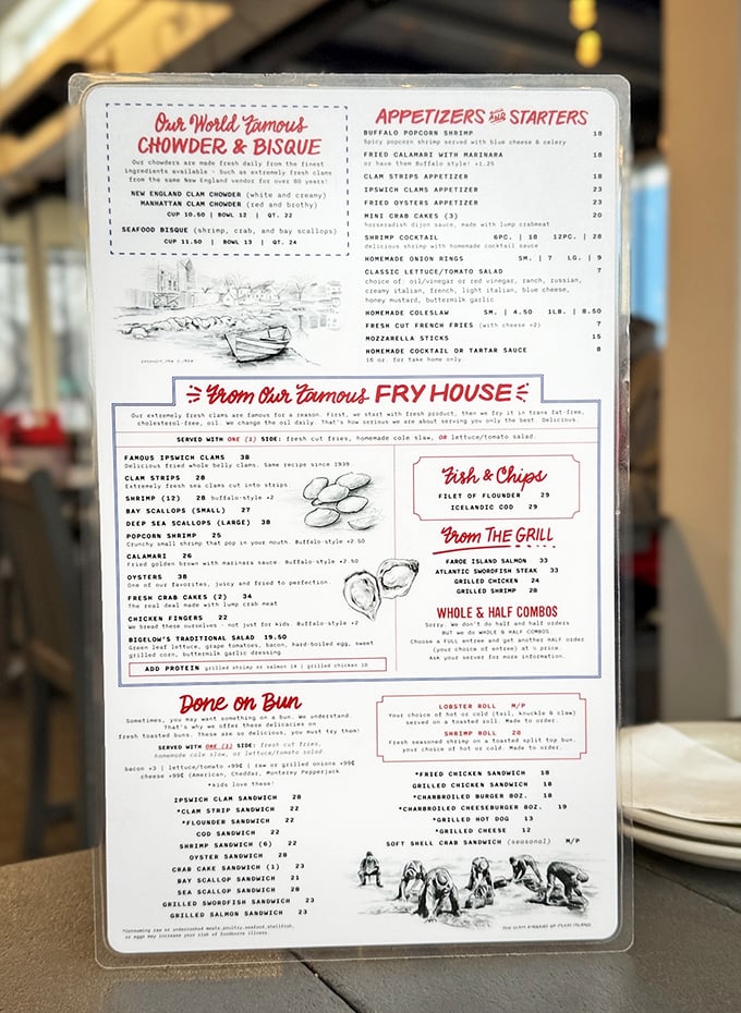 This menu isn't just a list of options&mdash;it's a maritime treasure map where X marks the spot for your next food obsession.