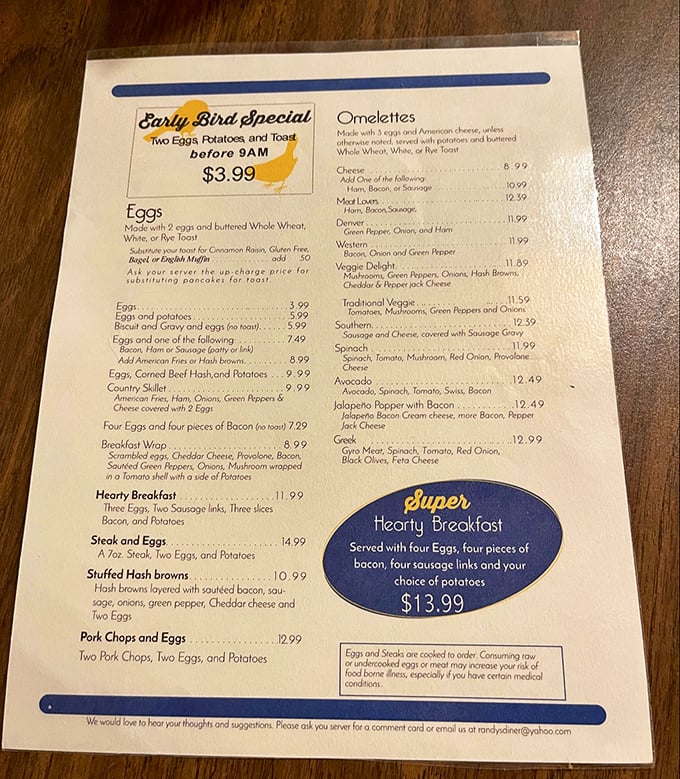 The Early Bird Special beckons from the menu like an old friend. At these prices, you might consider becoming a morning person after all.