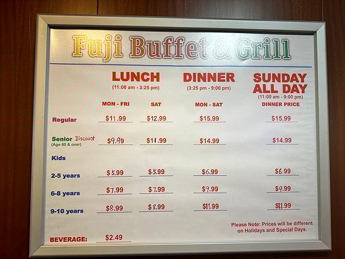 The price board &ndash; a beautiful mathematical equation where dollars divided by dishes equals one of Ohio's best dining values.