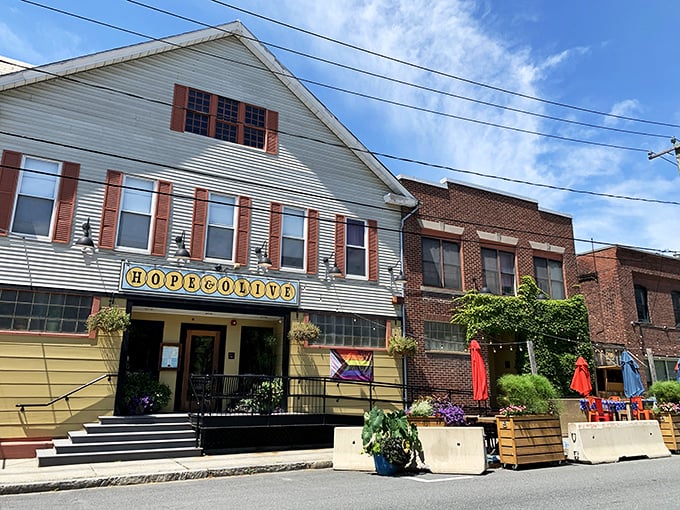 The Hope & Olive restaurant displays its inclusive values proudly, offering farm-to-table dining that won't empty your retirement account.