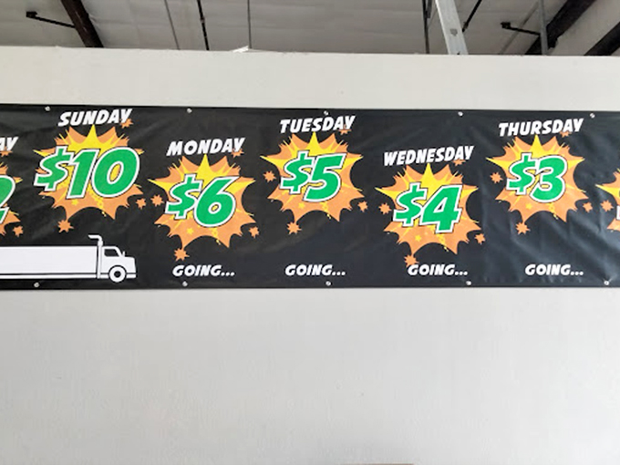 The mathematical poetry of bargain hunting—Sunday's $10 treasures become Thursday's $3 steals. The longer you wait, the more you save... maybe.