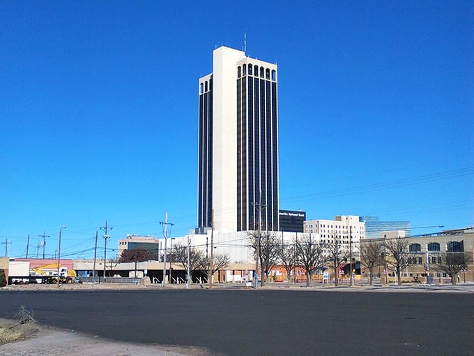 Main Street Amarillo&mdash;where traffic lights are suggestions and cowboy boots are business attire. 