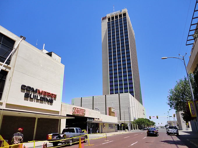 Amarillo's historic downtown buildings tell stories of cowboys and commerce, now housing affordable dining spots perfect for fixed incomes.