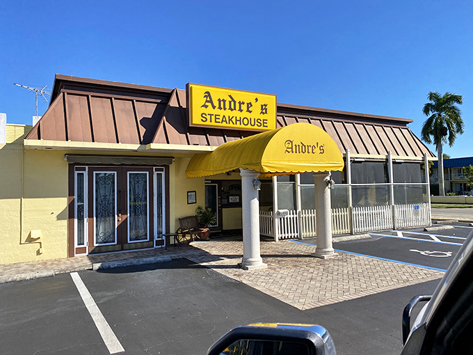 Andre's bright yellow awning serves as a beacon for steak lovers – like a lighthouse guiding hungry ships to safe harbor.