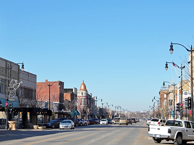 Arkansas City's downtown skyline won't intimidate your wallet. These brick buildings house affordable shops where retirement funds go the extra mile.