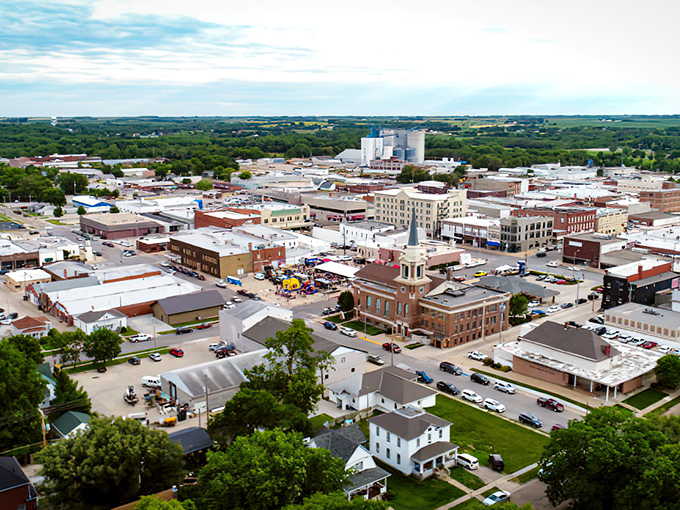 The aerial view of Beatrice reveals a perfectly-sized town&mdash;big enough for amenities, small enough for your retirement budget to feel luxurious.