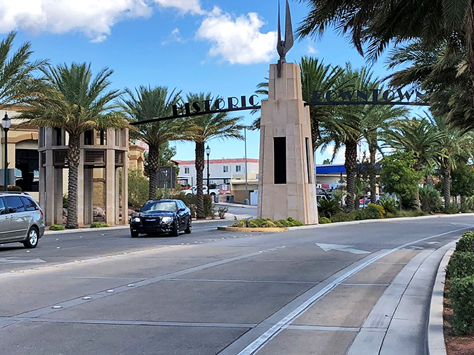 Boulder City's palm-lined entrance welcomes you to a slice of Nevada where neighbors, not slot machines, greet you.