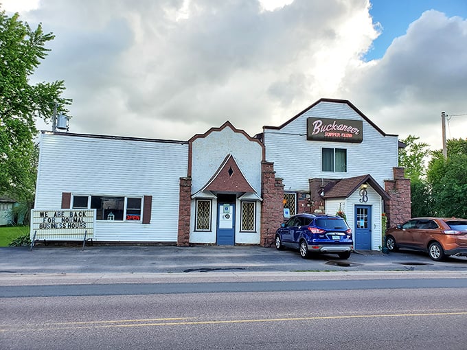 The Buccaneer's vintage charm feels like stepping into a Wisconsin time capsule. That stone-and-siding combo screams "comfort food inside!"
