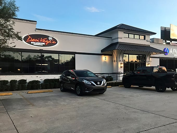 Desi Vega's modern exterior hides old-school steak mastery. Clean lines outside, perfect marbling inside.