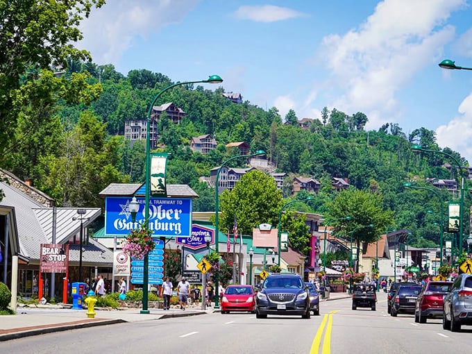 Gatlinburg's mountain main street offers a gateway to adventure with the majestic Smokies standing guard in the background.