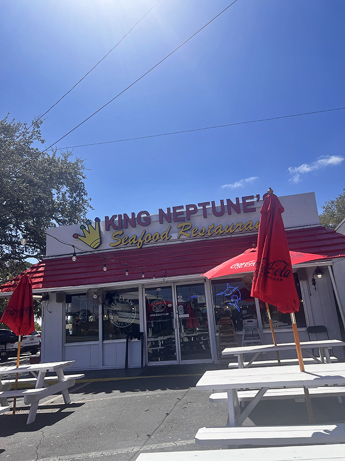 King Neptune's: Red umbrellas and picnic tables &ndash; the universal sign for "prepare your taste buds for seafood royalty without the royal fuss."
