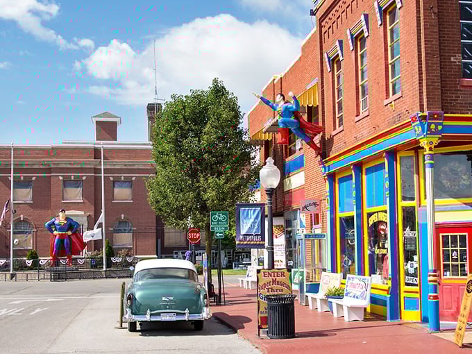 Superman seems to have found a colorful new headquarters in Metropolis. Even superheroes appreciate small-town charm!