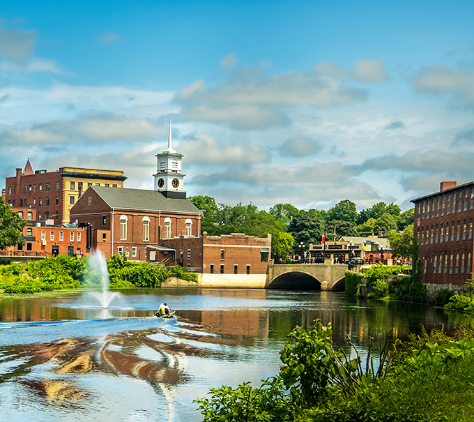 Nashua's well-preserved downtown showcases the city's historic roots. That clock tower has been keeping time for generations of shoppers!