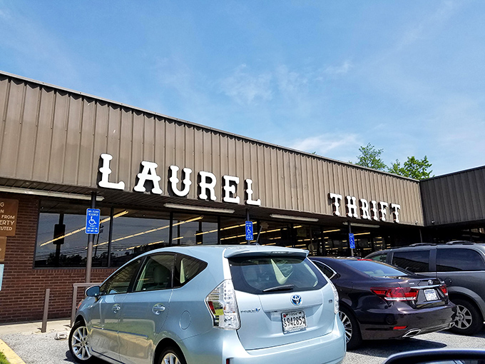 Laurel Thrift's welcoming storefront beckons with promises of hidden gems. The thrill of the hunt starts at these doors!