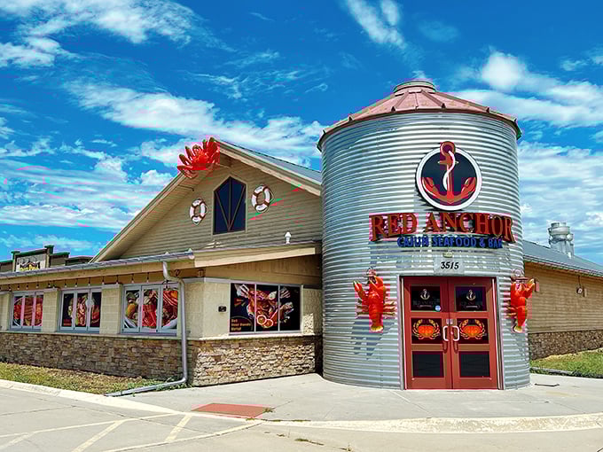 Red Anchor's giant grain silo entrance isn't compensating for anything - the seafood inside really is that spectacular.