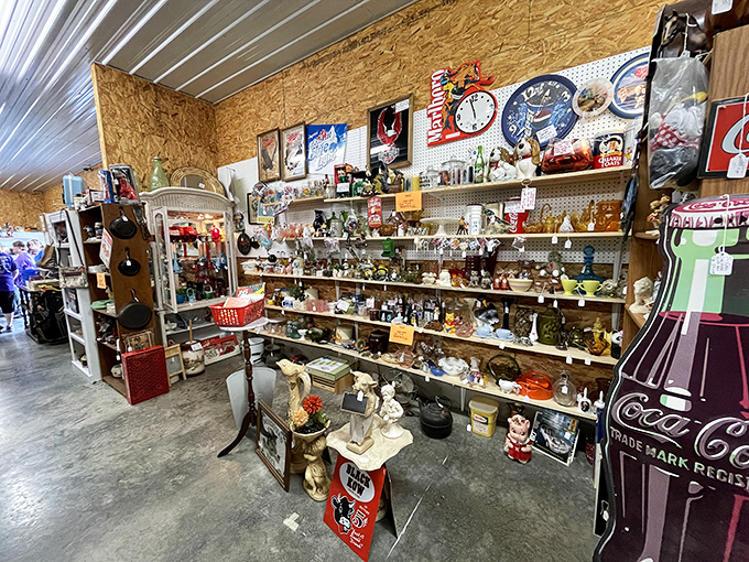 Inside Shenandoah Valley Flea Market, shelves overflow with collectibles that whisper stories from decades past.