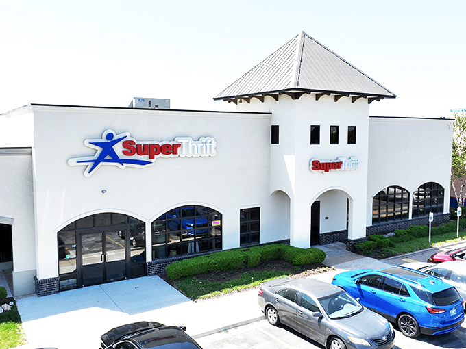 Super Thrift's distinctive white castle-like entrance says "your secondhand kingdom awaits" &ndash; and they're not kidding!