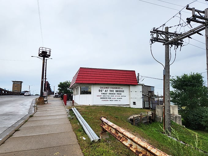 That little white building with the red roof? It's where seafood dreams come true. Calumet Fisheries proves greatness comes in small packages.