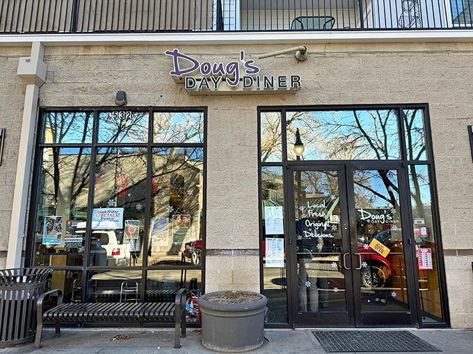 Bright and inviting, Doug's windows reflect both Loveland's sunshine and the promise of breakfast burritos worth setting your alarm for.