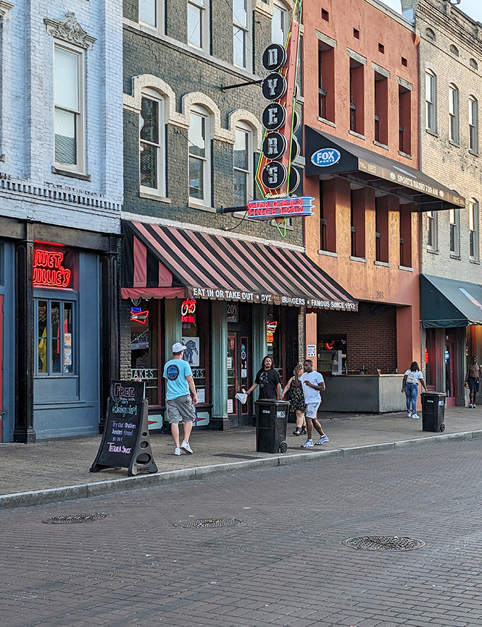 Where burger lovers make their pilgrimage. Dyer's colorful storefront stands proudly among Memphis legends on historic Beale Street.