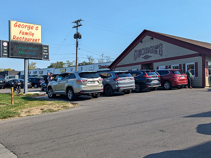 George's Family Restaurant: When the parking lot's this full at a family restaurant, you know you've found the real deal &ndash; follow the locals to flavor town.