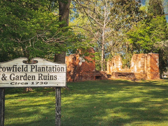 Crowfield Plantation ruins tell stories of Goose Creek's past while moss-draped oaks provide natural air conditioning. History with a breeze!