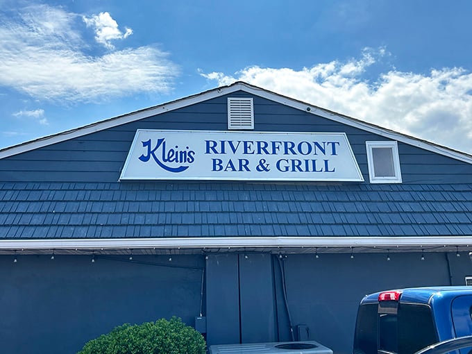 Klein's blue exterior stands proud like a flagship in Belmar's dining scene. The sign promises seafood; the taste delivers memories.