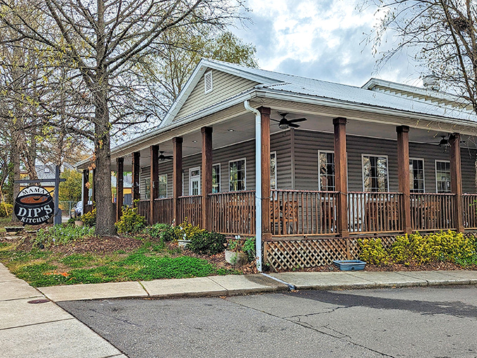 Mama Dip's charming country house exterior promises food that tells the story of generations of Carolina cooking.