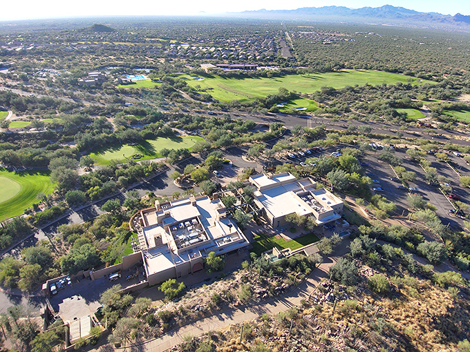 Saguaro sentinels and mountain backdrops turn everyday shopping into a scenic adventure worth savoring.