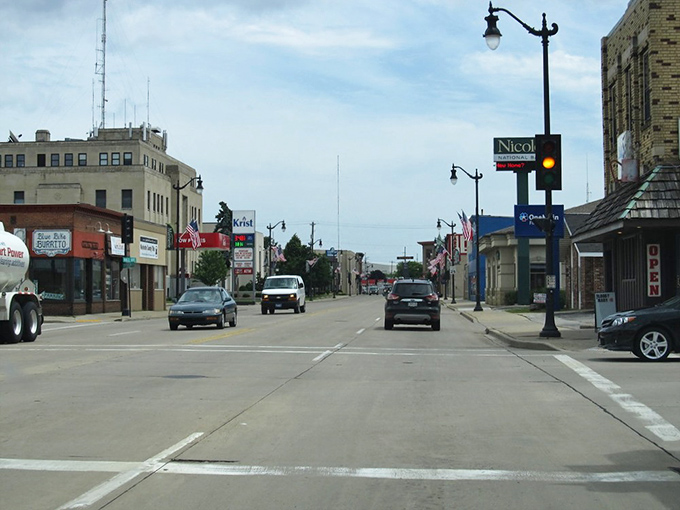 The mint-green art deco building anchors Marinette's downtown, a visual treat that doesn't require a visual treatment for sticker shock.