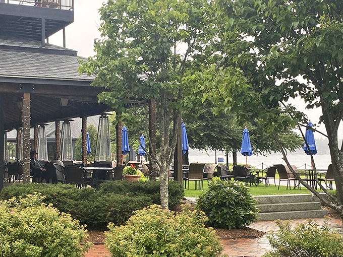 The outdoor dining area at O Steaks & Seafood&mdash;where nature and perfectly seared beef live in delicious harmony.