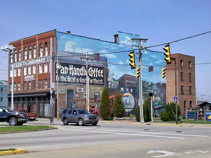 That "Pan Handle Coffee" mural isn't just eye-catching&mdash;it's advertising prices that won't leave your wallet empty!