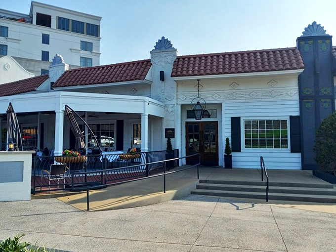 The charming patio at Porch and Parlor &ndash; where Memphis evenings and premium steaks create memories that linger.