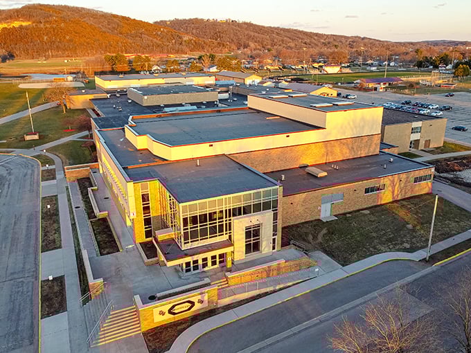 The Grand Theatre marquee lights up Prairie du Chien's historic district, promising entertainment just like the good old days.