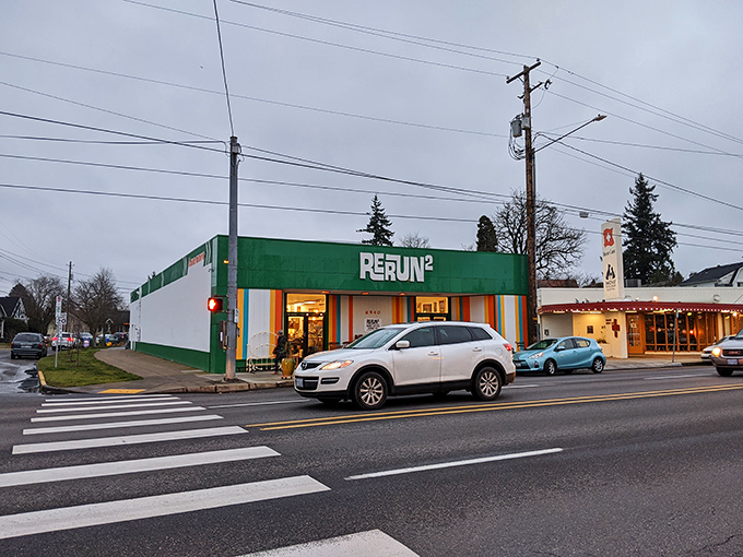 The bold "RERUN" sign announces itself with confidence, promising a second chance at stylish living without the first-time price tag. 