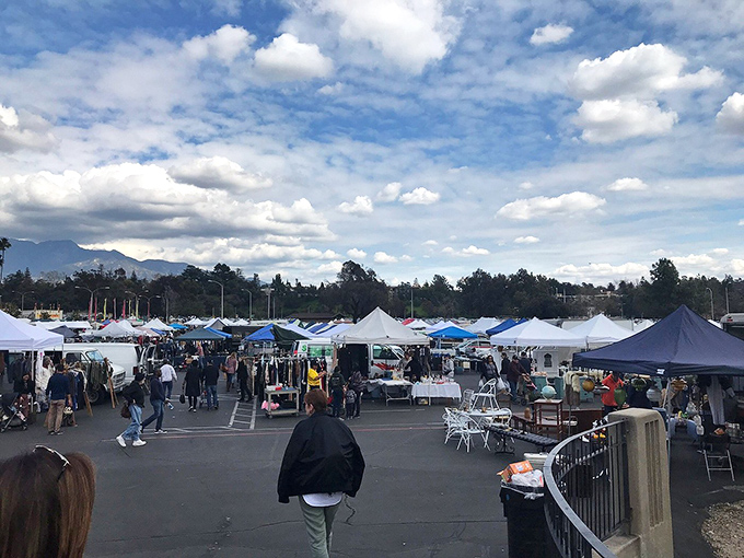 Fashion from every decade lines the pathways at the Rose Bowl. That perfect vintage band tee is hiding here somewhere!