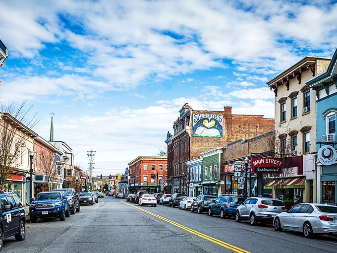 Main Street Saugerties looks like it was plucked from a Norman Rockwell painting, then given a splash of Hudson Valley color.