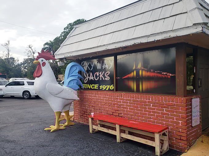 Where else can you enjoy pancakes while being watched by a chicken taller than your car?