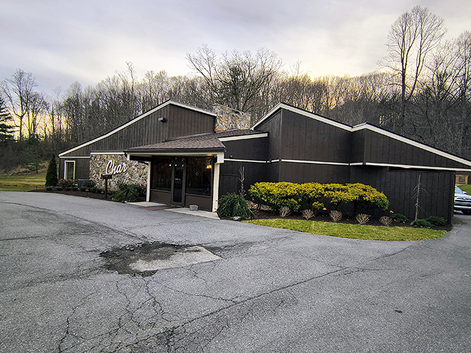 Nestled among West Virginia's trees, The Char's understated exterior hides a world of sizzling steak perfection within.